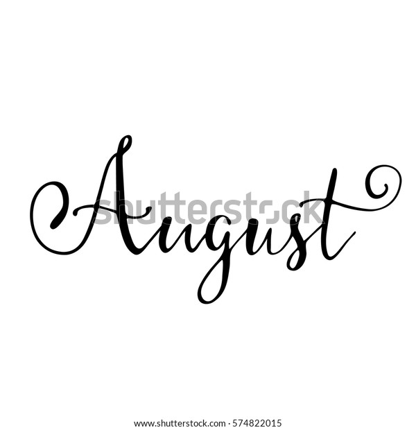 Stock vektor „August Month Lettering Calligraphy Sign On“ (bez ...
