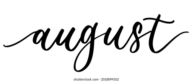 August Text Lettering August Calligraphy Handwritten Stock Vector ...