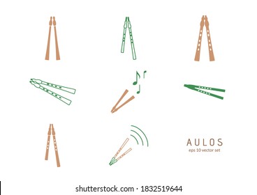 Aulos Vector Icons Set On White Stock Vector (Royalty Free) 1832519644
