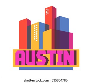 Austin Colorful Poster Design Stock Vector (Royalty Free) 335834786 ...