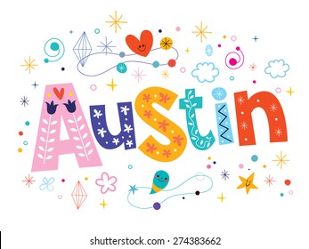 Austin Decorative Type Lettering Text Design Stock Vector (Royalty Free ...