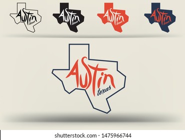Austin Texas Map Logo Design Concept Stock Vector (Royalty Free) 1475966744
