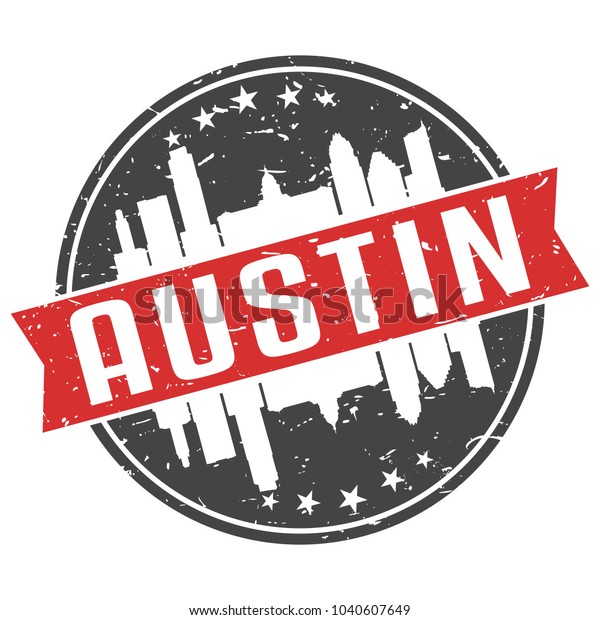 Austin Texas Round. Travel Stamp Icon Skyline City Design Seal Badge ...
