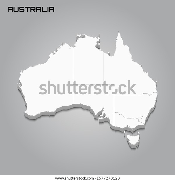 Australia 3d Map Borders Regions Vector: vector de stock (libre de ...
