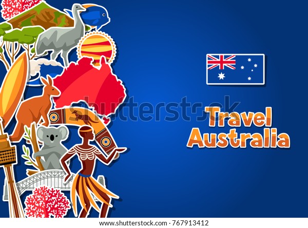 Australia Background Design Australian Traditional Sticker Stock Vector ...