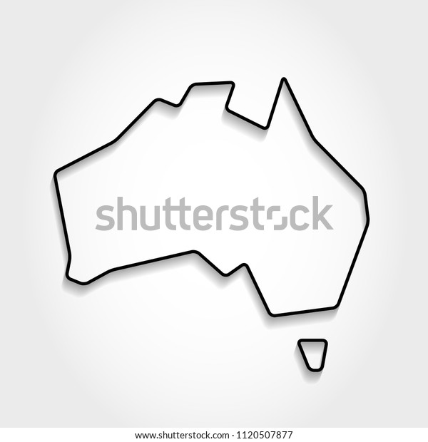 Australia Black Outline Map Shadow Concept Stock Vector (Royalty Free ...