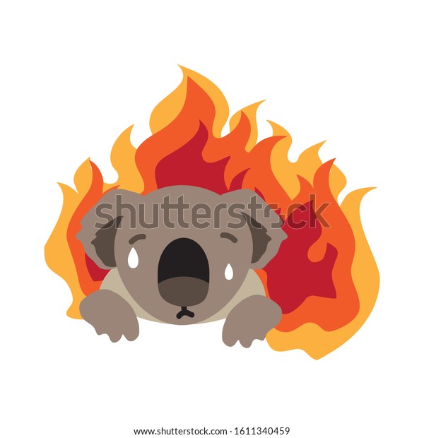 Australia Bushfires Vector Illustration Sad Koala: เวกเตอร์สต็อก (ปลอด ...