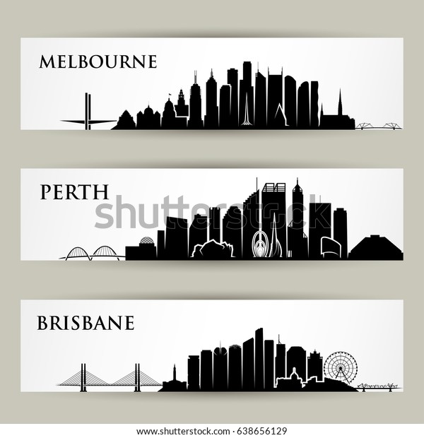 Australia Cities Skylines Vector Illustration Stock Vector (Royalty ...