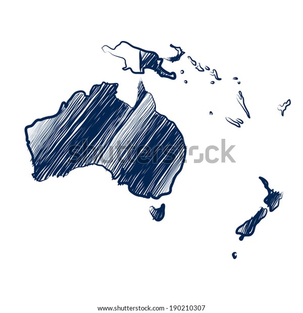 Australia Continent Map Hand Drawn Background Stock Vector (Royalty ...
