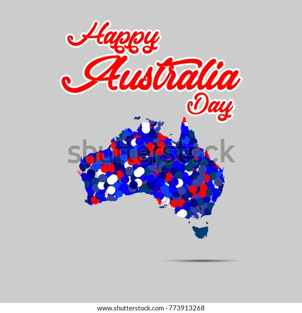 Australia Day Map Text Typography Sun Stock Vector (Royalty Free ...