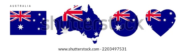 Australia Flag Icon Set Australian Pennant Stock Vector (Royalty Free ...