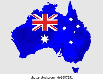 Australia Flag Map Stock Vector (Royalty Free) 661607251 | Shutterstock