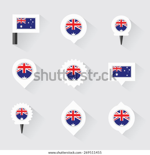 Stock vektor „Australia Flag Pins Infographic Map Design“ (bez ...