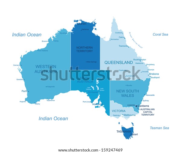 Australia Highly Detailed Map Elements Separated Stock Vector (Royalty ...