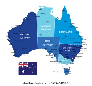 Australia Detailed Topographic Map Vector Illustration Stock Vector ...