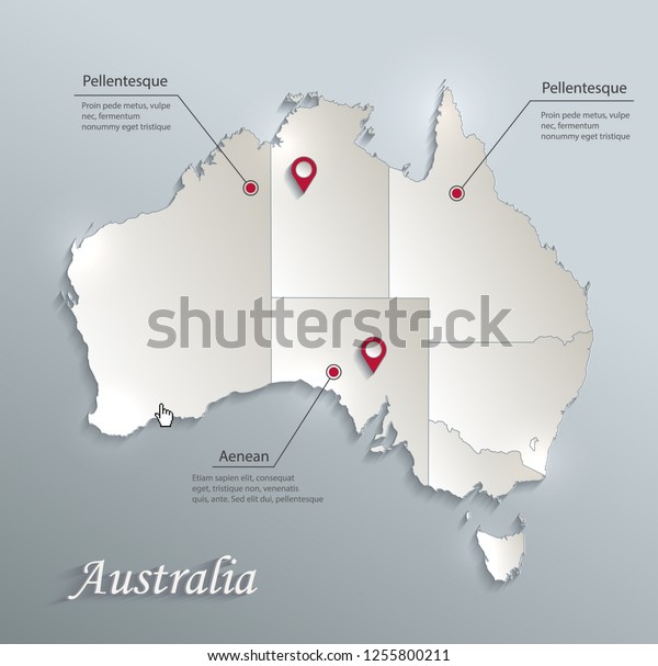 Australia Map Blue White Separate Individual Stock Vector (Royalty Free ...