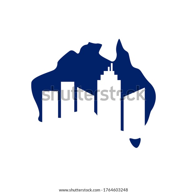 Australia Map Building Logo Design Template Stock Vector (Royalty Free ...