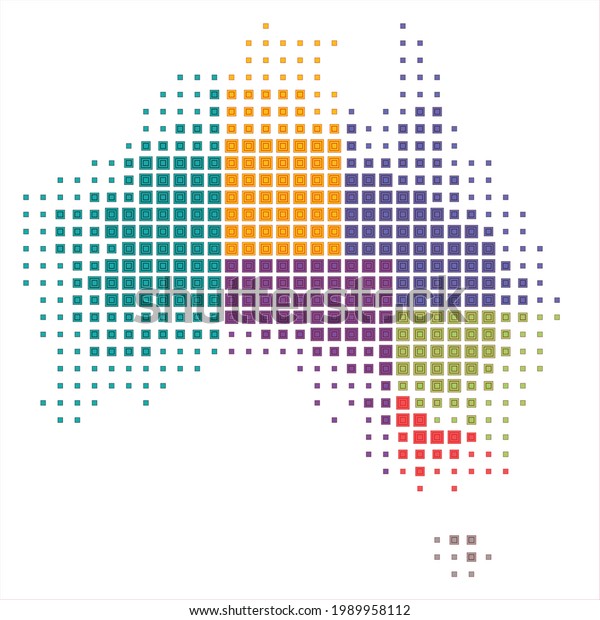 Australia Map Colorful Squares Pixel Artfree Stock Vector (Royalty Free ...