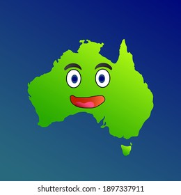Australia Map Cute Funny Cartoon Face Stock Vector (Royalty Free ...