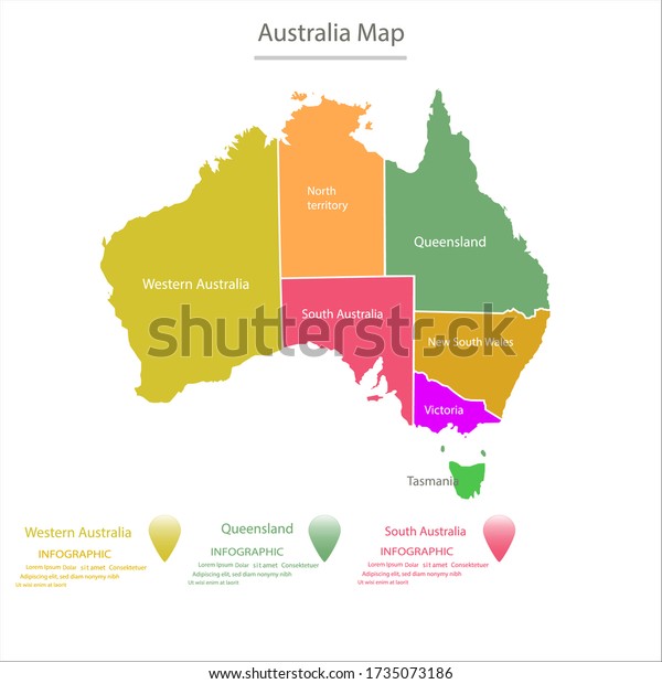 Australia map divided into states or countries with modern borders ...