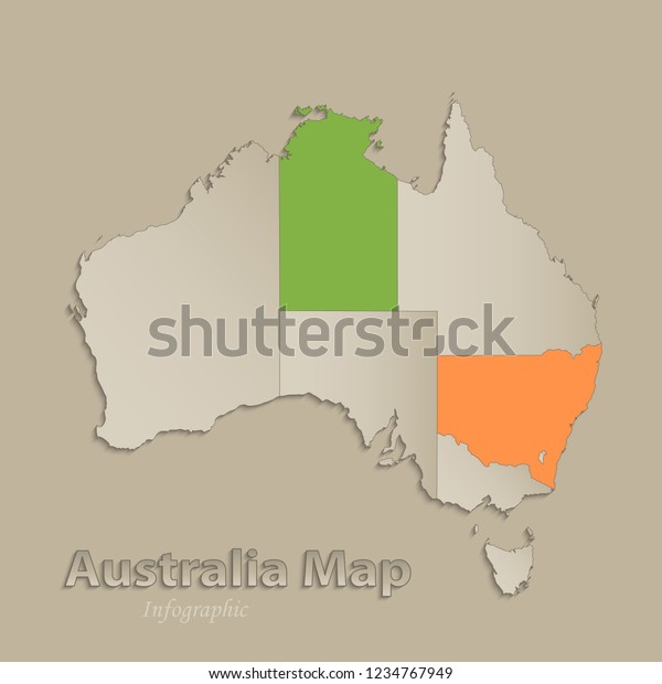 Australia Map Individual States Separated Infographics Stock Vector ...