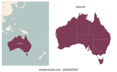 Australia Map Map Australia Neighboring Countries: เวกเตอร์สต็อก (ปลอด ...