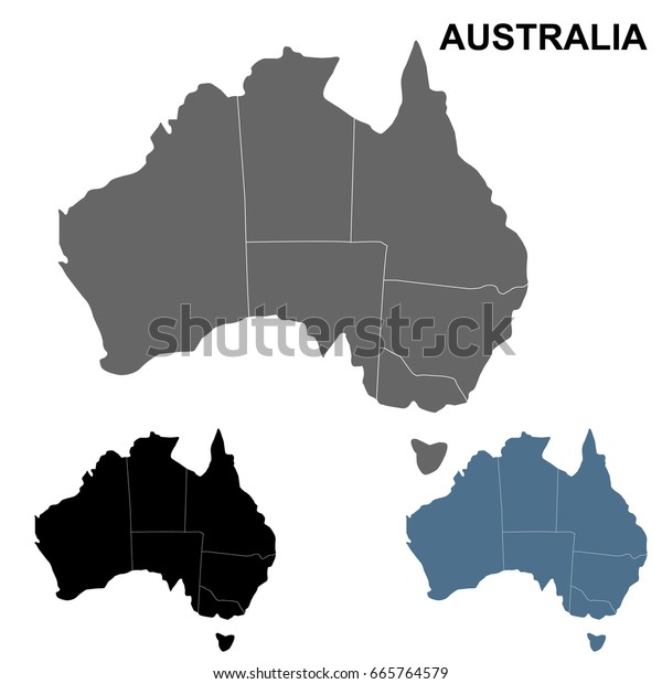 Australia Map Outline Grey Blue Black Stock Vector (Royalty Free ...