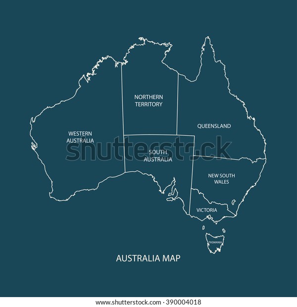 Australia Map Regions Flat Design Illustration Stock Vector (Royalty ...