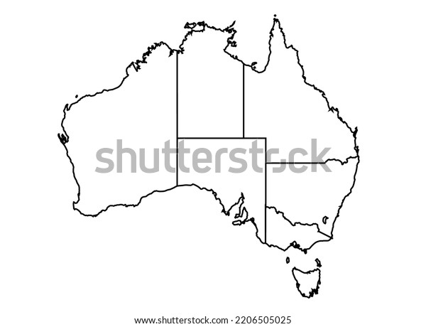 Australia Map Shadow Minimal Line Outline Stock Vector (Royalty Free ...