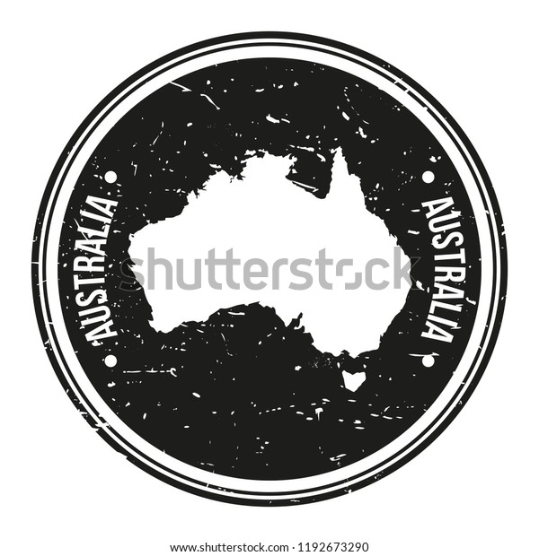 Australia Map Symbol Round Design Stamp Stock Vector (Royalty Free ...