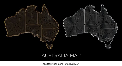 Australia Map Topographic Height Contour Lines Stock Vector (Royalty ...