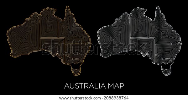 Australia Map Topographic Height Contour Lines Stock Vector (Royalty ...