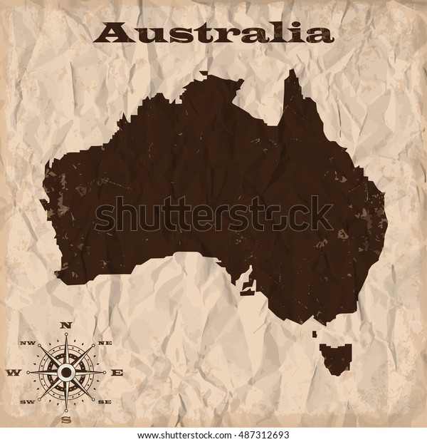 Australia Old Map Grunge Crumpled Paper: เวกเตอร์สต็อก (ปลอดค่า ...