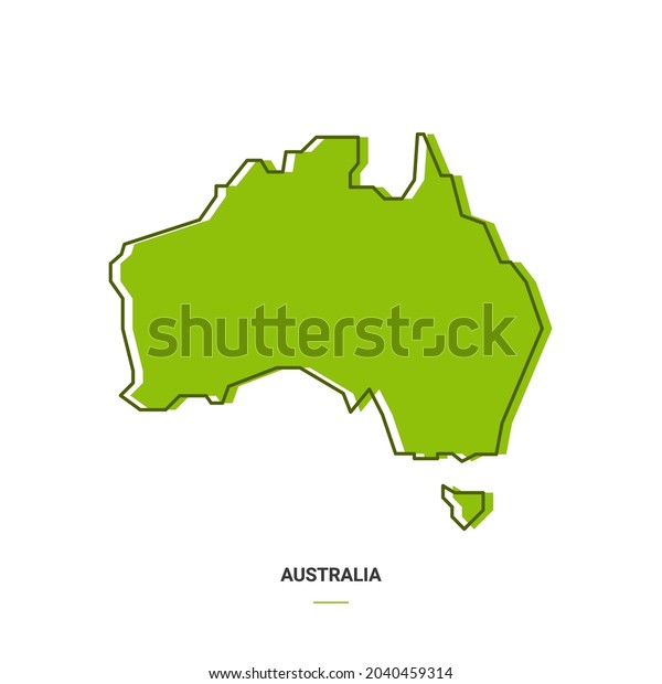 Australia Outline Map with Green Colour. Modern Simple Line Cartoon ...