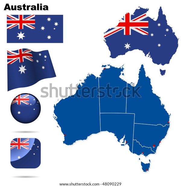 Australia Vector Set Detailed Country Shape Stock Vector (Royalty Free ...