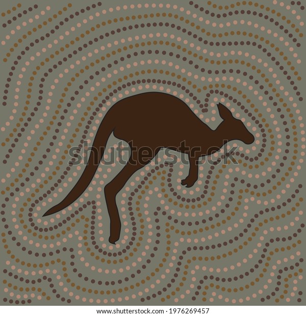 Australian Aboriginal Art Native Kangaroo Abstract: เวกเตอร์สต็อก (ปลอด ...