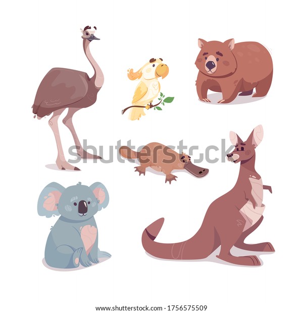Australian Animals Vector Set Kangaroo Koala Stock Vector (Royalty Free ...