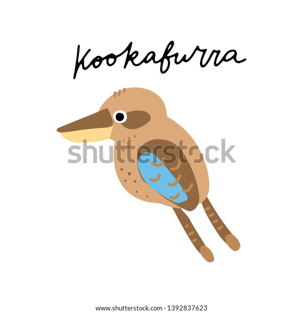Australian Bird Kookaburra vector illustration clipart. Kids design ...