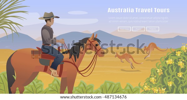 Australian Landscape Poster Every Element Located Stock Vector (Royalty ...