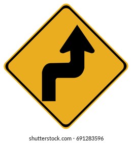 Road Sign Warning Reverse Turn Vector: vector de stock (libre de ...