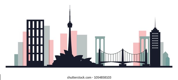 Australian Skyline Background Stock Vector (Royalty Free) 1054858103 ...