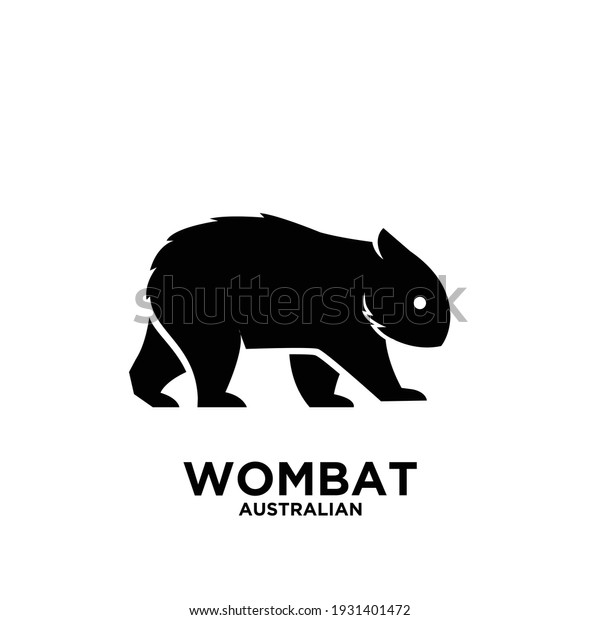 Australian Wombat Animal Vector Black Silhouette Stock Vector (Royalty ...