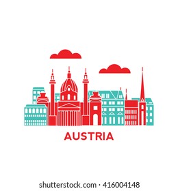 Austria Architecture Retro Vector Illustration Skyline Stock Vector ...
