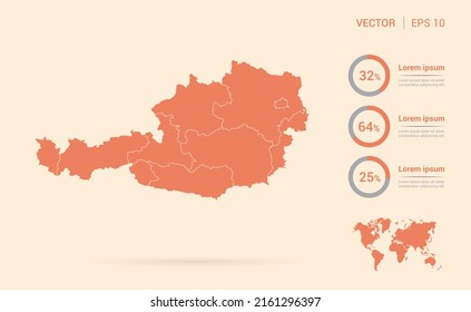 Austria Map Orange Abstract Infographic Vector Stock Vector (Royalty ...