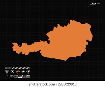Austria Map Orange Digital Frame Hud Stock Vector (Royalty Free ...