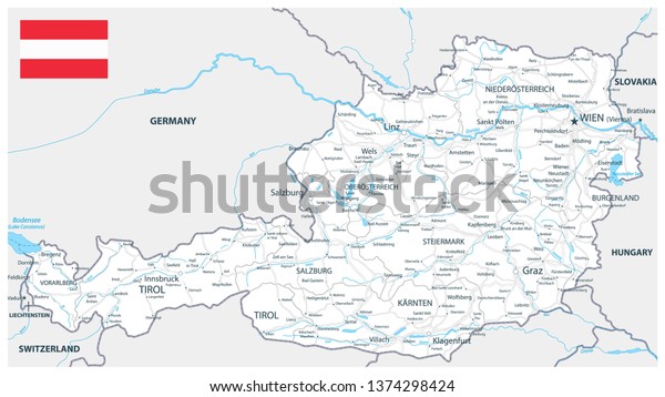 Austria Map White Color Detailed Map Stock Vector (Royalty Free ...
