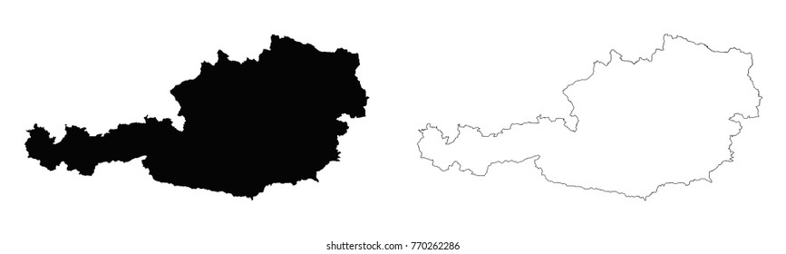 Austria Outline Map Detailed Isolated Vector Stock Vector (Royalty Free ...