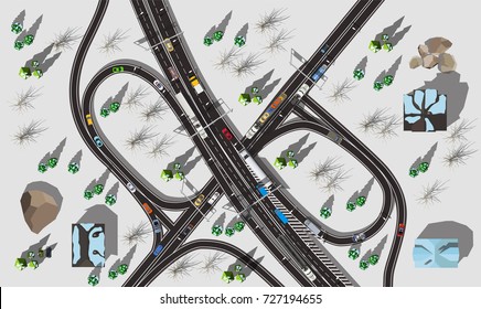 Top View Exit Highway Village Winter Stock Vector (Royalty Free ...