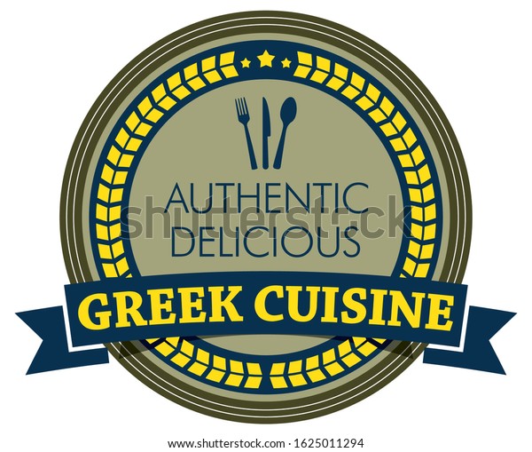 Authentic Greek Cuisine Vector Label Ribbon Stock Vector (Royalty Free ...