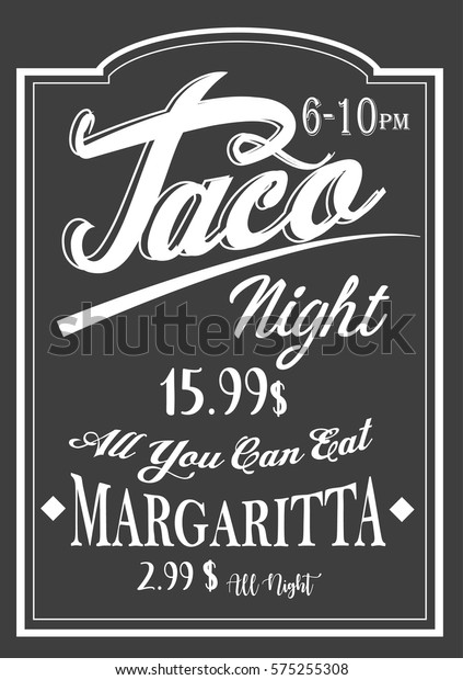 Authentic Vintage Style Taco Night Lettering Stock Vector (Royalty Free ...